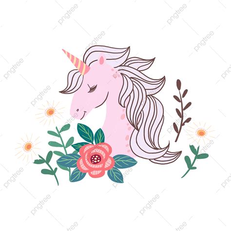 Decoración Rosa Rosa Lindo Dibujos Animados Unicornio Png Rosa
