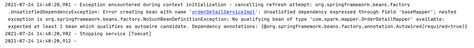 exception encountered during context initialization cancelling