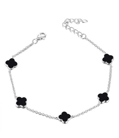 2023 Trendy 925 Sterling Silver Bracelets Jewelry Black Agate White