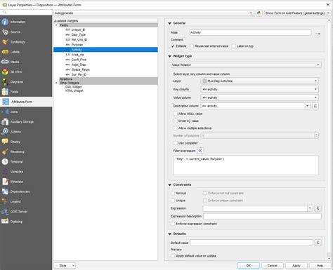 valuerelation value relation in qgis keeps defaulting to the first