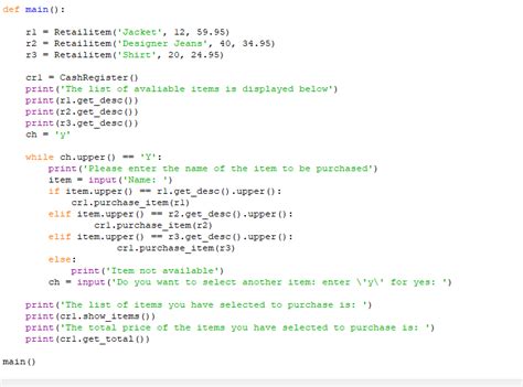 solved writing a cash register program with python the