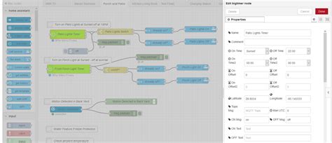 node red big timer to control the lights configuration