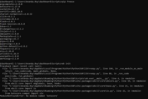 python modulenotfounderror no module named botocore stack overflow