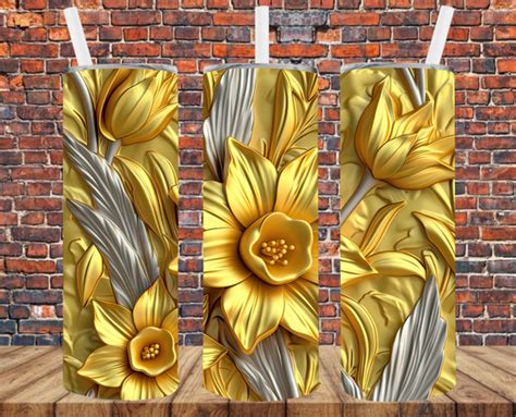 Metal Effect Flowers Tumbler Wrap Sublimation Transfers Crafty Bucks