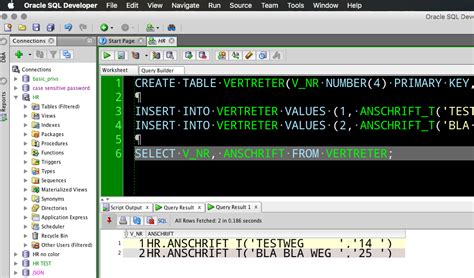 showing type d column values in sql developer