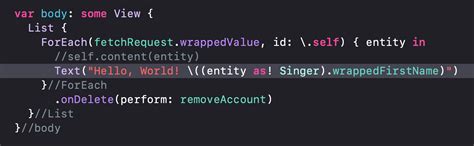 generics type unknown for data element in swiftui foreach using core