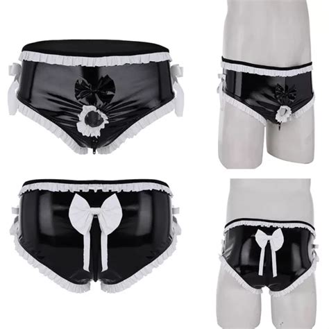 Iefiel Herren Wetlook Bikini Slips Sissy Dessous String Tanga Mit Penis