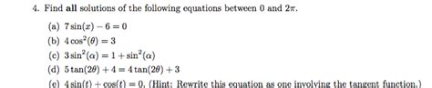 Solved Find All Solution Of The Following Equations Between