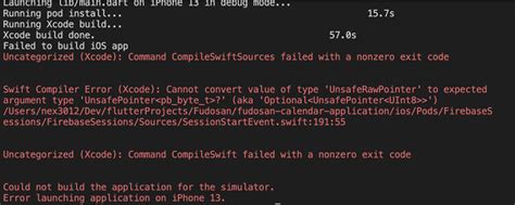flutter ios command compileswift failed with a nonzero exit code