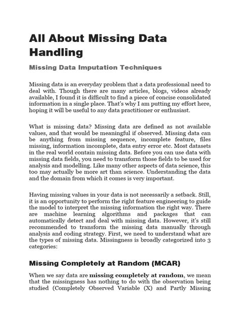 Handling Missing Data Pdf Regression Analysis Interpolation