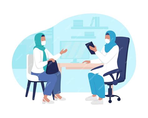 Visita Al Consultorio Médico 2d Vector Ilustración Aislada Vector Premium
