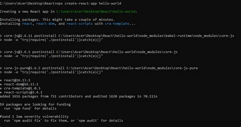 node js create react app not working packages looking for funding
