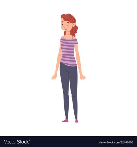 Beautiful Young Woman In Casual Clothes Cartoon Vector Image