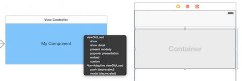 adding an ios container view in xcode