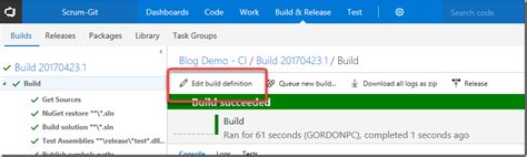 setting up a standard continuous integration build with vsts tfs
