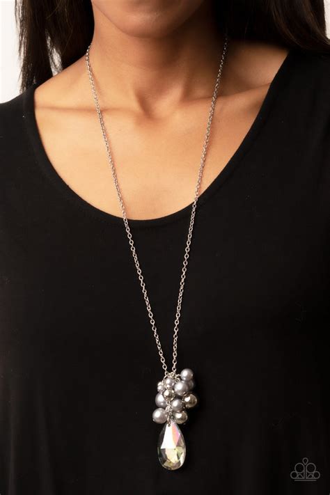 Drip Drop Dazzle Silver Necklace Paparazzi Accessories Bedazzle