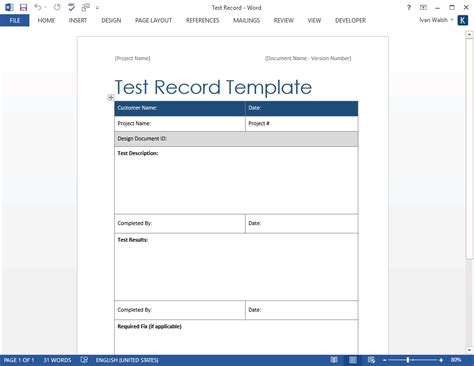 software testing templates ms office technical writing
