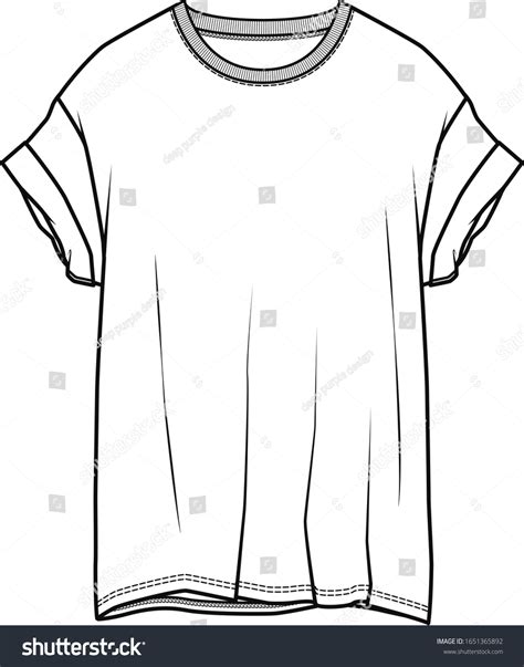 T Shirt Fashion Flat Sketch Template Stock Vector Royalty Free