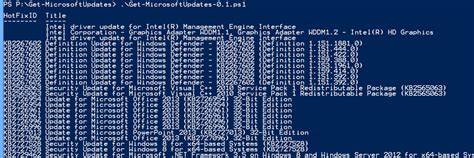 list all microsoft windows updates with powershell sorted by kb