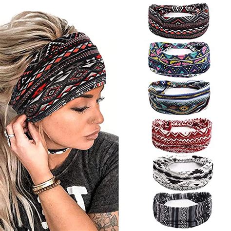 Dicasser Headband For Women African Boho Wide Knotted Stripe Black