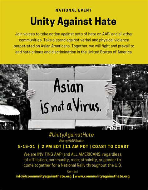 Unity Against Hate Rally For Ending Aapi Hate Crimes Strategic Asian