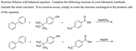 Solved Reaction Scheme With Balanced Equation Complete The Following