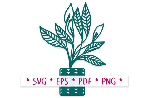 Peace Lily Potted Plant Svg Cut File Graphic By Nic Squirrell