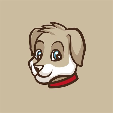 Logotipo De Mascote De Cabeça De Cachorro Bonito Vetor Premium