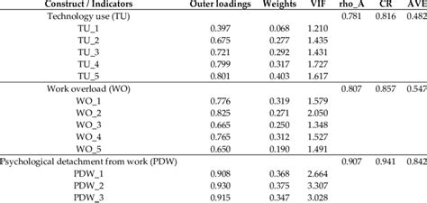 Assessment Of Convergent Validity And Internal Consistency Reliability