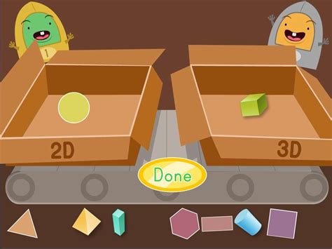 2d and 3d shapes math game