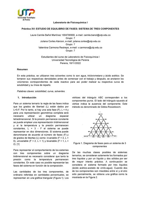 Informe De Lab Fisico Practica 15 Laboratorio De Fisicoquímica I