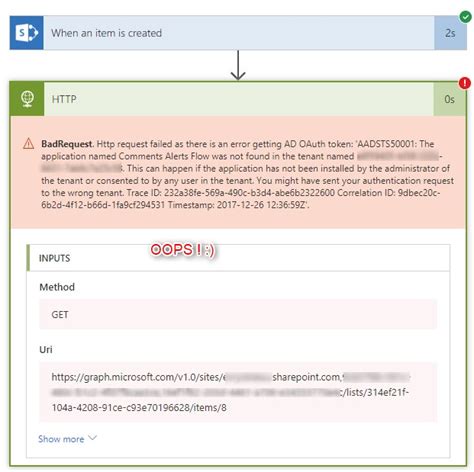 using microsoft graph api inside microsoft flow in o365