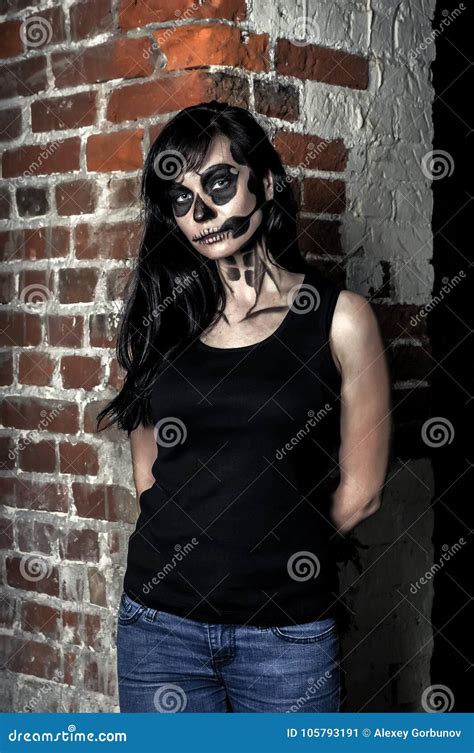 Beautiful Girl Posing In Halloween Style Stock Image Image Of Demon
