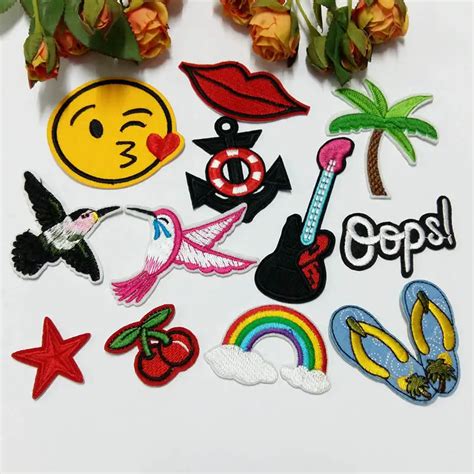 12 Pcs Cartoon Fashion Embroidered Patches For Clothes Iron On Patch