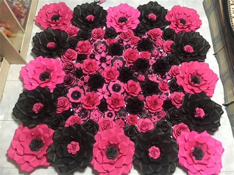 Kate Spade Inspired Black And Pink Paper Flower Backdrop By Ronagelle