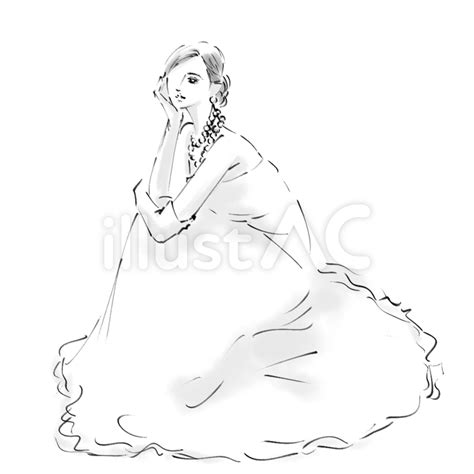 ウェディングドレスを着て座っている女性イラスト No 22722779／無料イラスト フリー素材なら「イラストac」