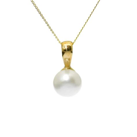 Pearl Pendant Necklace 6mm 9ct Gold Freshwater Pearl