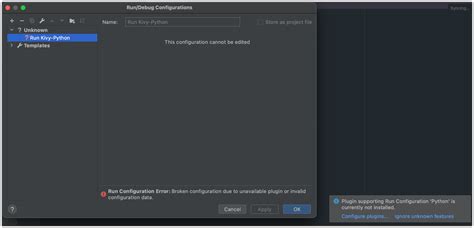intellij adds old python kivy run configuration to every new project