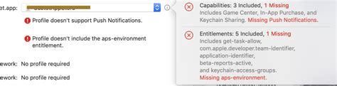 swift xcode 10 error profile doesn t include the aps environment