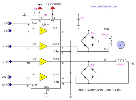 interface arduino controlling l298n h bridge motor control