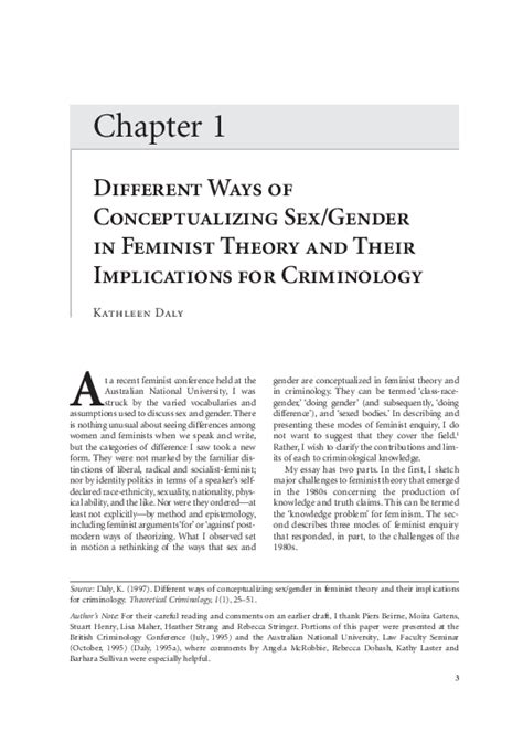 Pdf Different Ways Of Conceptualizing Sex Gender In Feminist Theory
