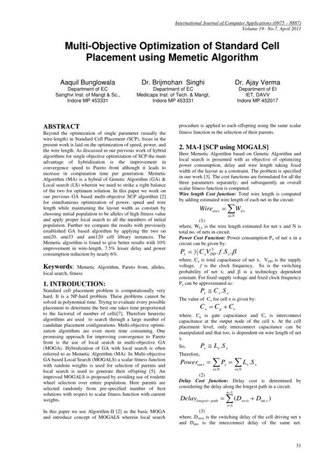 pdf multiobjective optimization of standard cell placement using