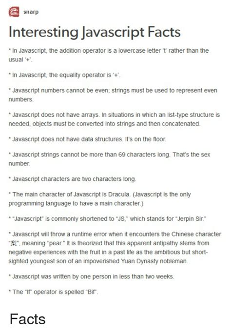 snarp interesting javascript facts in javascript the addition