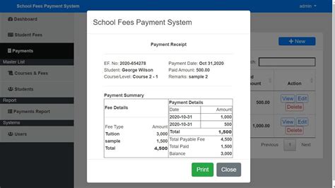 school fees payment management system in php mysql with source code