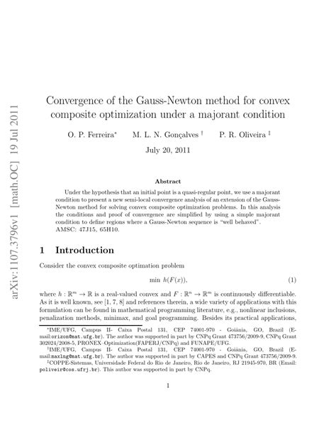 Pdf Convergence Of The Gauss Newton Method For Convex Composite