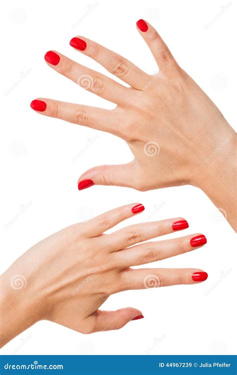 Woman With Beautiful Manicured Red Fingernails Stock Image Image Of