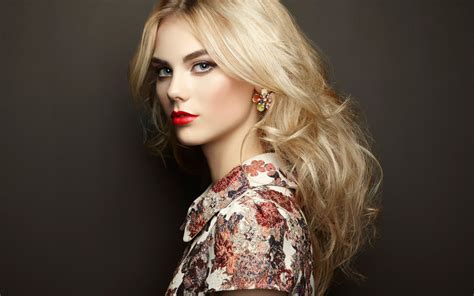 Wallpaper Face Women Model Blonde Simple Background Eyes Long