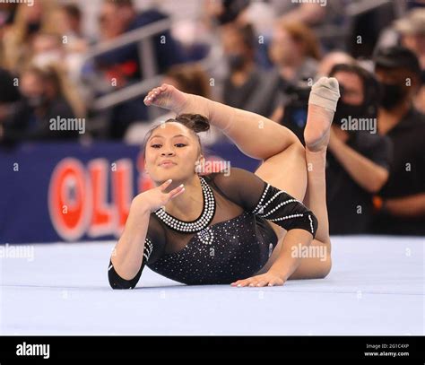 June 6 2021 Emma Malabuyo Finishes Her Floor Routine During Day 2 Of