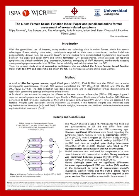Pdf The 6 Item Female Sexual Function Index Paper And Pencil And