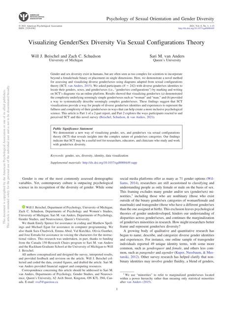 Pdf Visualizing Gender Sex Diversity Via Sexual Configurations Theory